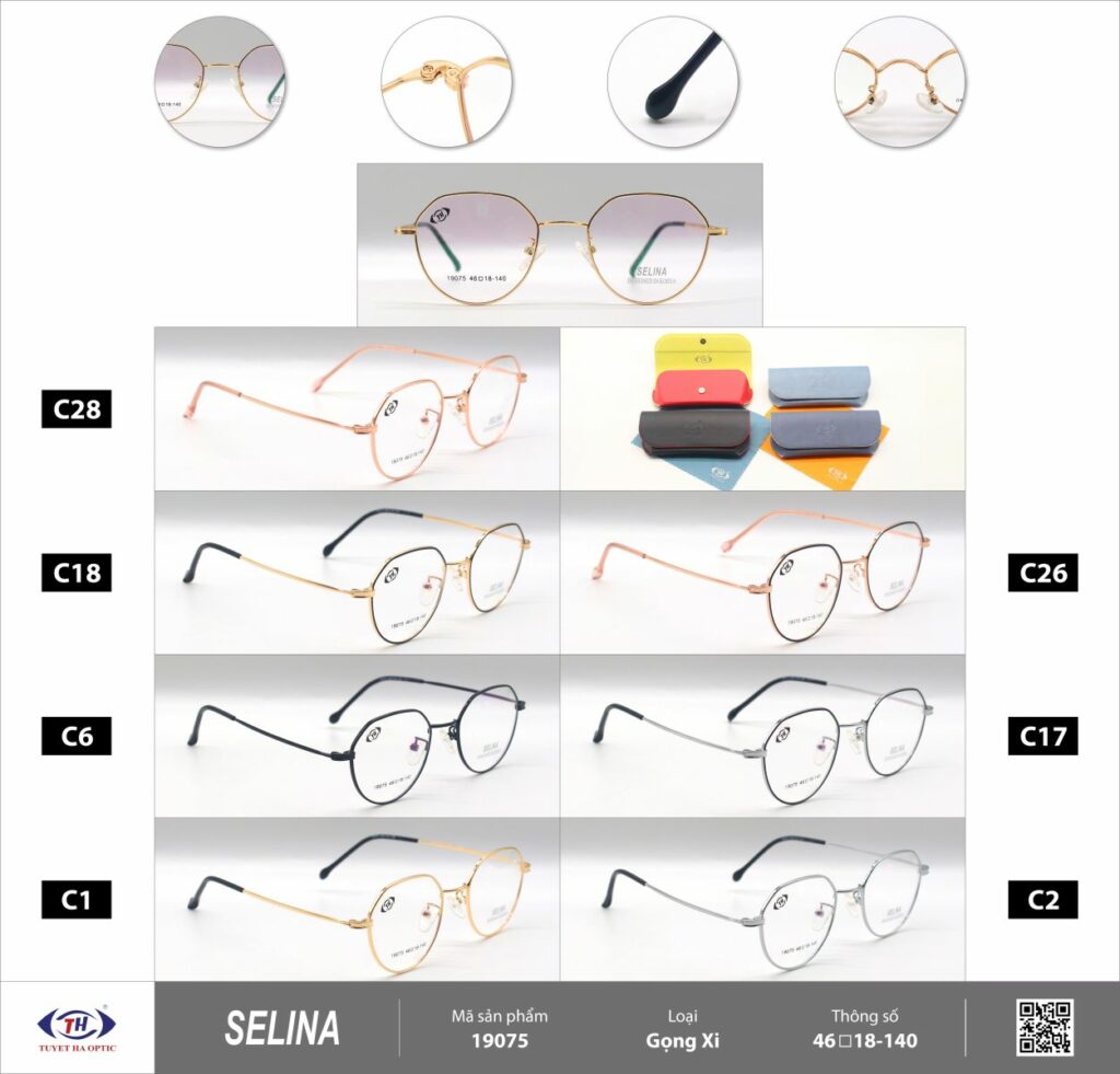 Gọng kính kim loại selina 19075 - Tuyết Hà Optic
